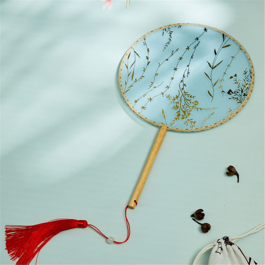 Lmtossey Hanfu Group Fan Dancing Round Fan Classical Chinese Fan Ancient Costume Dance Fan Photo Performance Decoration Fan