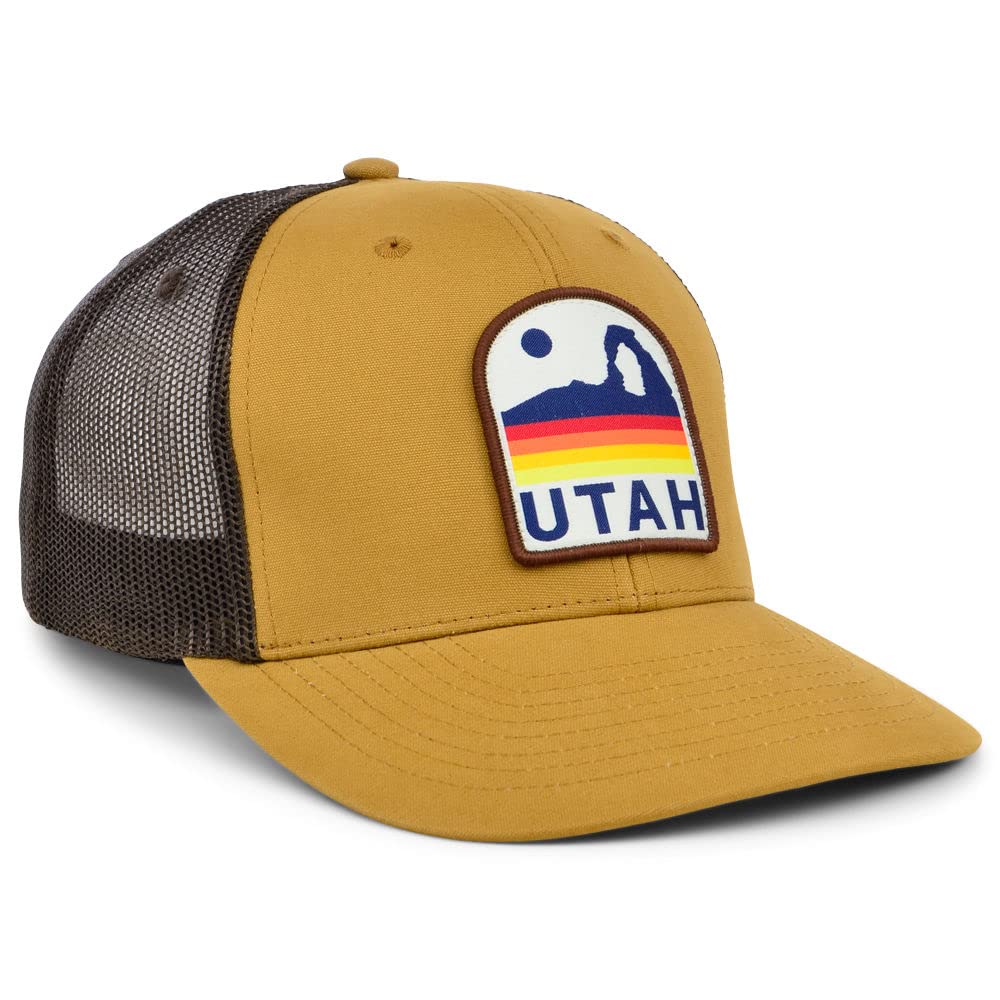 Local Crowns Utah Views 2.0 Trucker Adjustable Snapback Hat Tan