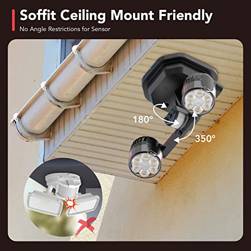 OREiN Led Flood Light Outdoor Motion Sensor, 450° Wide Adjustable 12W(150W Equiv) 5000K Security Lights with 3 Modes, IP65 Waterproof Motion Detector Light for Outside, Garage Patio House(Black)