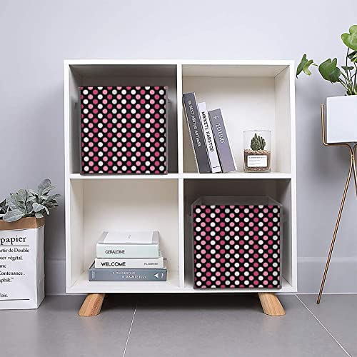 Pink Polka Dot Collapsible Storage Bins Basics Folding Fabric Storage Cubes Organizer Boxes with Handles