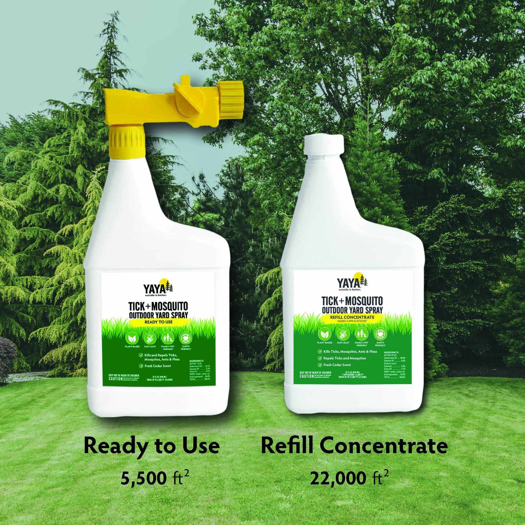 Ready-to-Use Tick + Mosquito Outdoor Yard Spray β Made with Essential Oils, Plant-Derived, Easy Do-It-Yourself Treatment, Safe to Use Around Kids, Pets and Plants β 32 oz
