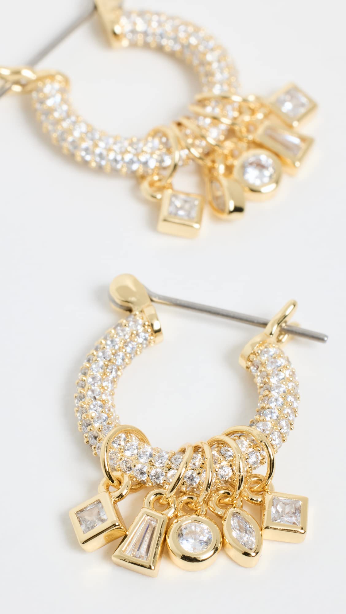 Luv Aj Women's Bezel Stone Shaker Hoops, Gold, One Size