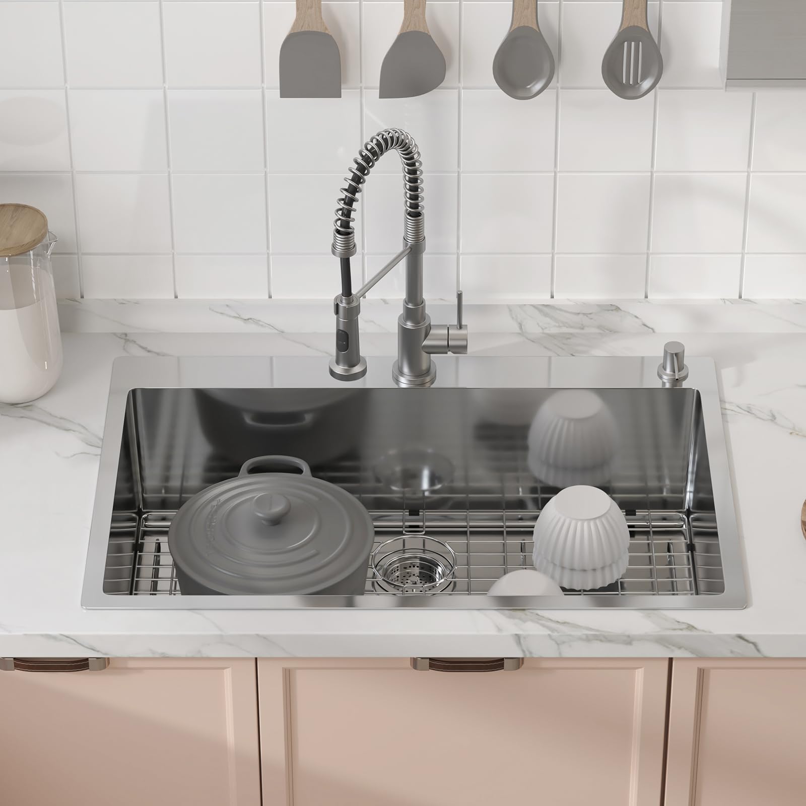 VEVOR Sink Protector Grid, 27.5"x13.5" Stainless Steel Sink, Rear Drain Sink Grates with R10 Corner Radius, Large Sink Bottom Grids, Universal Bowl Rack Sink Accessories For Kitchen Sink, Silver