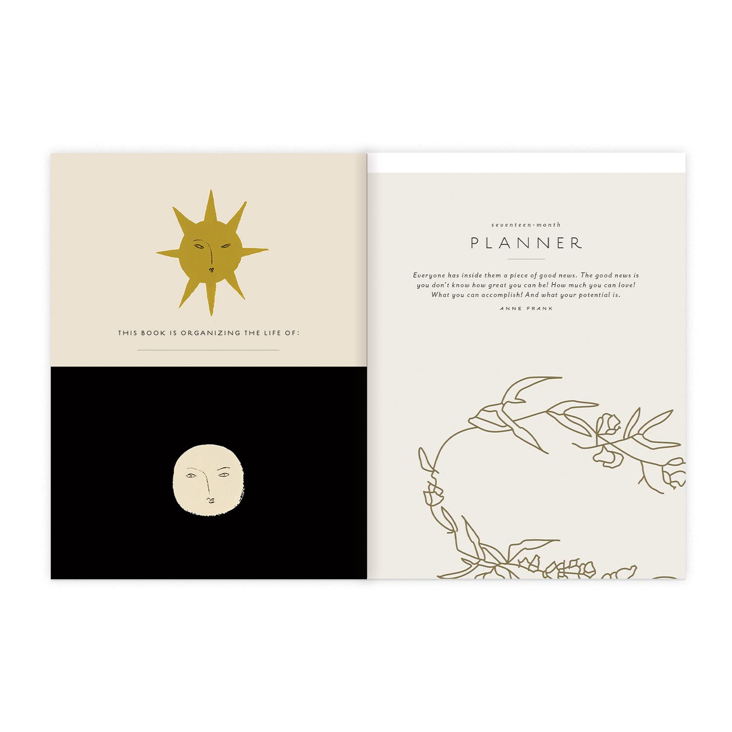 Legacy Moon Faces Tan 8 x 6 Paper 2023-2024 Seedlings Soft Cover On The Go Planner