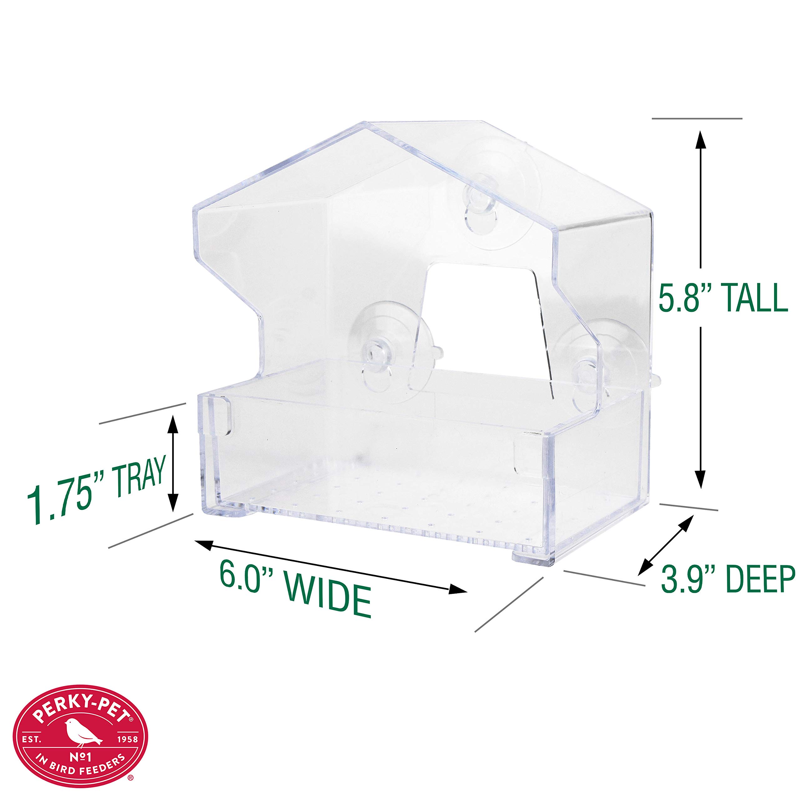 Perky-Pet 345 Clear Outdoor Window Bird Feeder with Strong Suction Cups β 1/2 Lb Seed Capacity