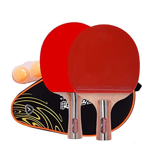 Hewen-Ping Pong Set Professional Durable Pingpong Racket Table Tennis Bat Ping-Pong Paddle Tennis Training Set with 2 Rackets, 4 Balls Table Tennis Bat (Color : Gray, Size : Mixed Pair)