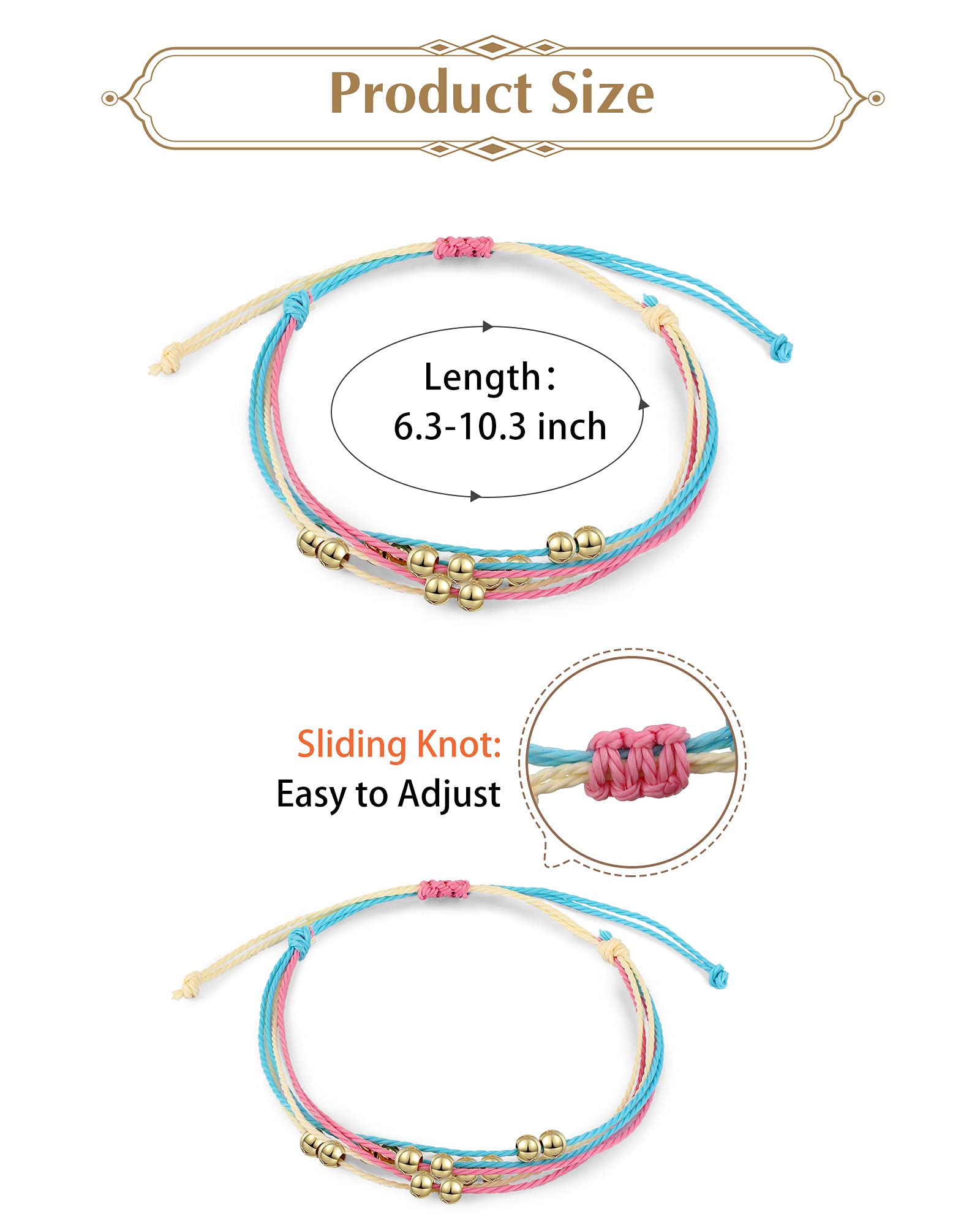Hicarer 21 Pieces Surfer Wave Bracelet Ocean Wave Adjustable Waterproof Handmade Friendship Bracelet Anklet Jewelry for Women(Simple Style)