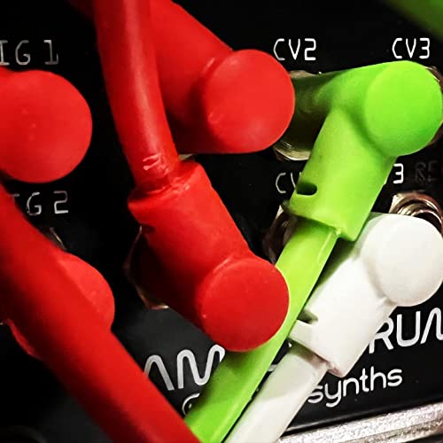 Luigis Modular M-PAR Right Angled Eurorack Patch Cables - Package of 5 Red Cables, 6" (15 cm)