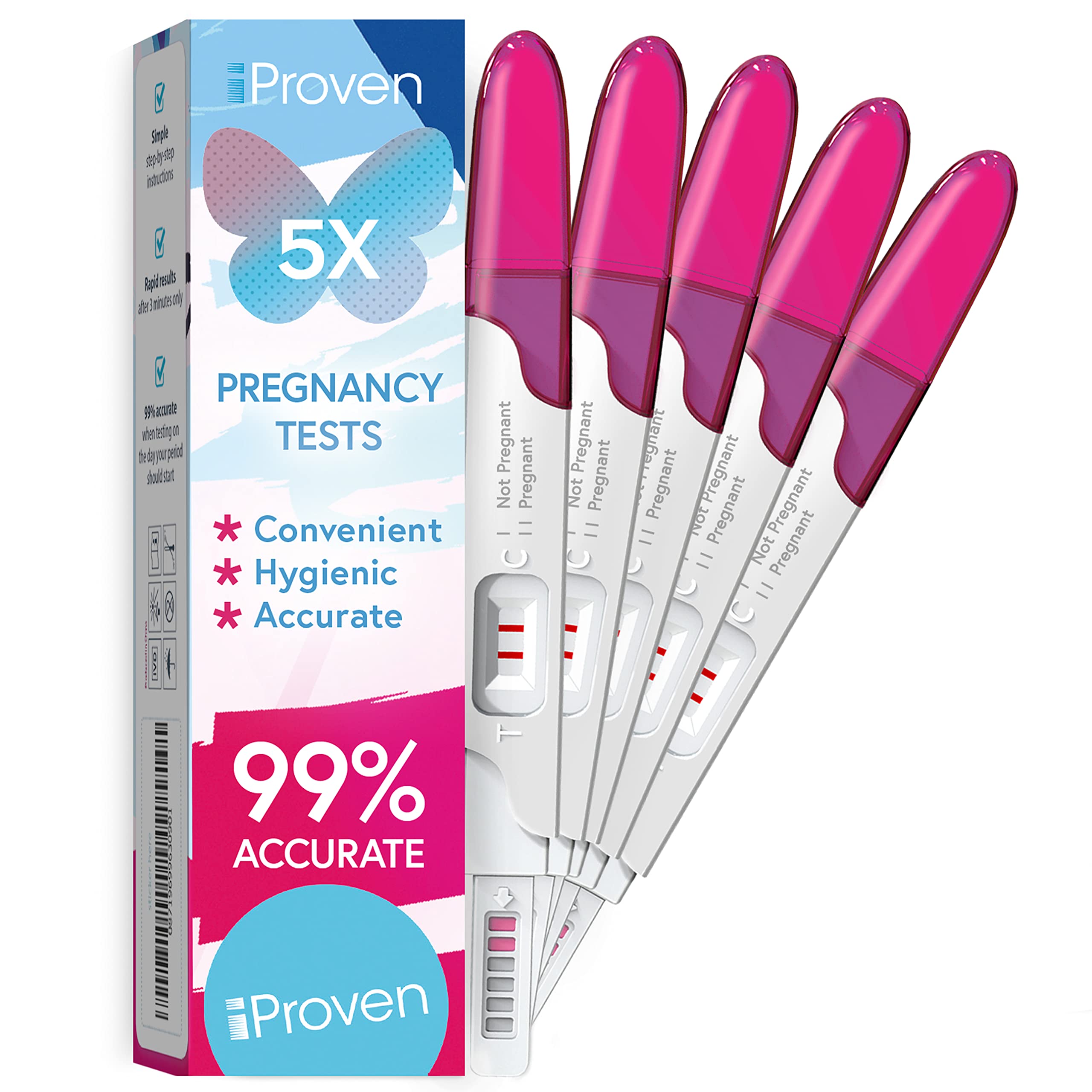 IProven Pregnancy Test Strips - Early Response HCG Sticks - Do It Yourself Home Pregnancy Tests (DIY) - for Trying to Conceive (TTC) - Prueba de embarazo (5 Count (Pack of 1))