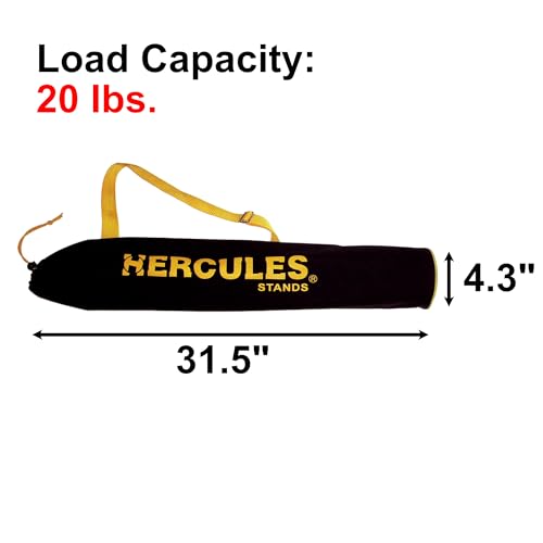 Lumintrail Hercules GS414B PLUS Single Guitar Stand, Auto Grip System, Instant Height Adjustment Clutch, Fits Guitar Neck Sizes 1.57β - 2.05β, with Hercules GSB001 Carrying Bag with a Cleaning Cloth