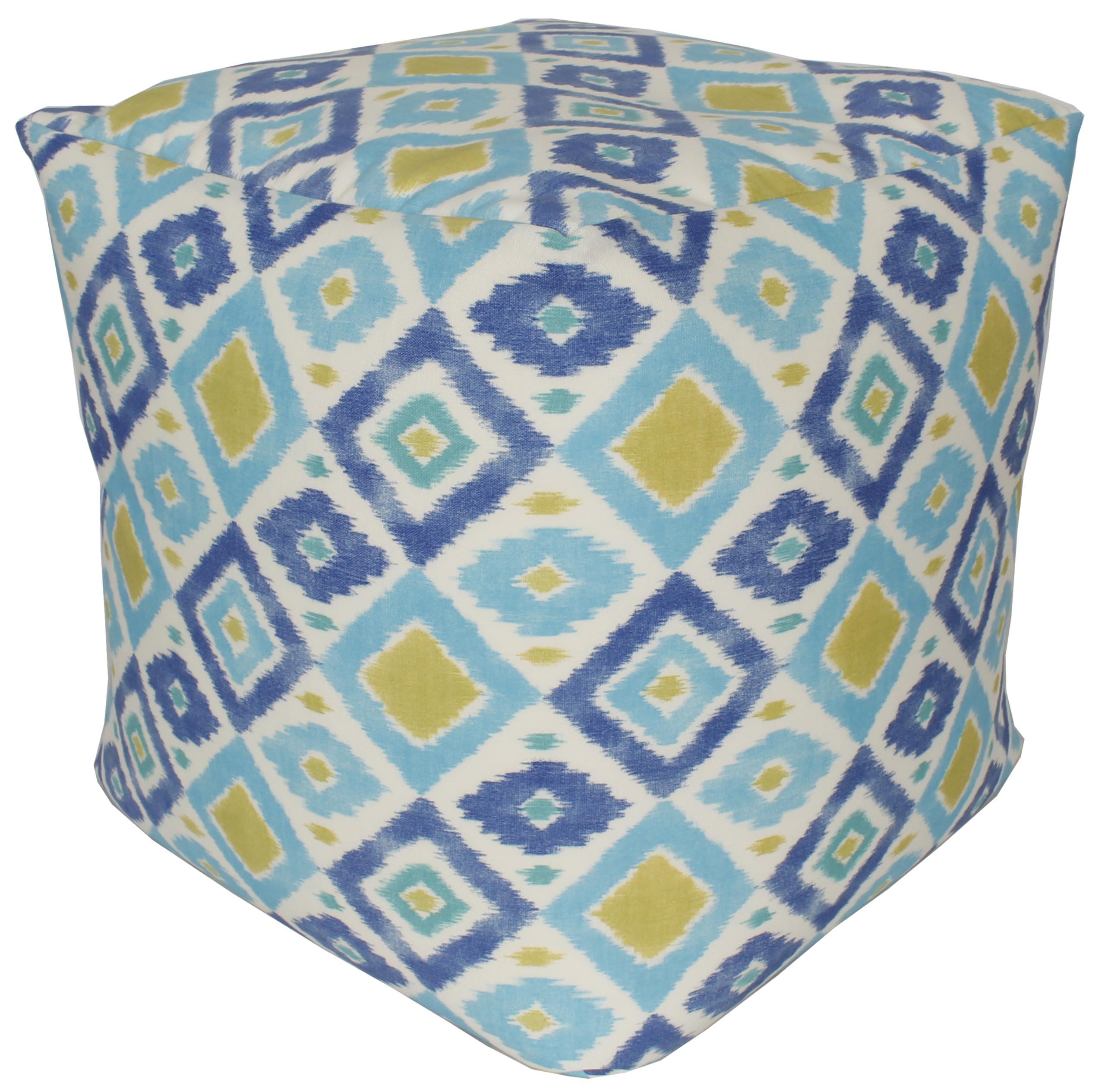 RULU Outdoor/Indoor Ottoman, Pouf, Cube, Bean Bag 17 inch x 17 inch x 17 inch Weather and Water Resistant Thedra South Seaseas Blue