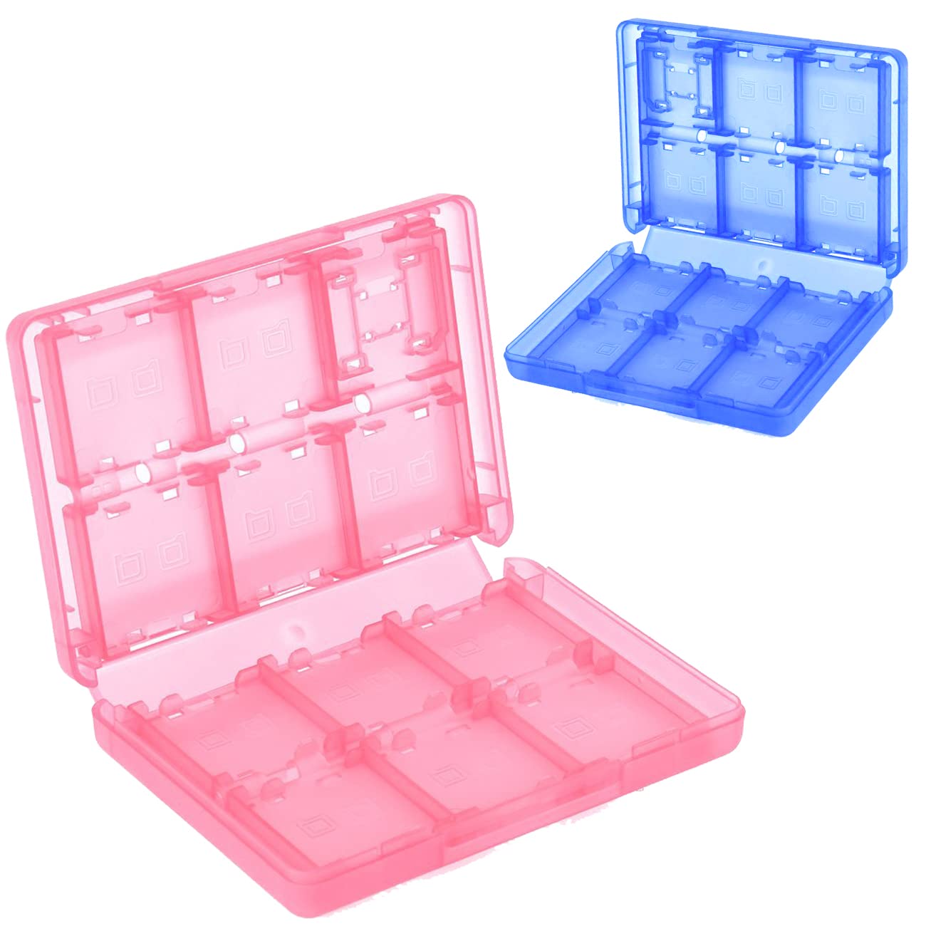 Luniquz DS Game Holder Game Card Organizer Carry Case for Nintendo DS, DS Lite, 3DS, New 3DS, Dsi, Dsi XL, Blue+Pink