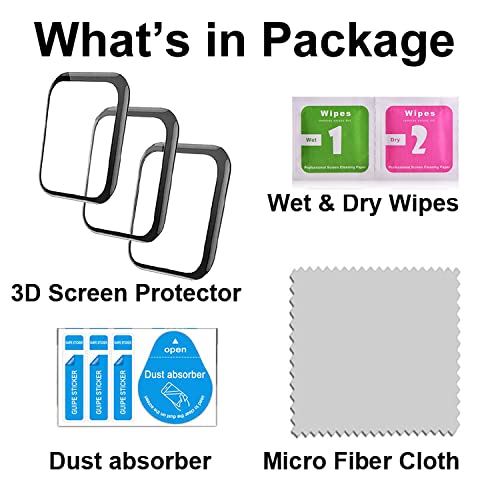 smaate Screen Protector for S2 1.69 inch, Compatible with TOZO S2 smartwatch, 3-Pack, 3D Full Coverage, Curved Edge frame, Anti-shatter, Anti-scratch