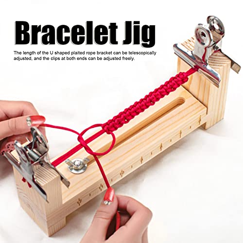 TOPINCN Paracord Jig Bracelet Maker Wood Jig Bracelet Maker U Shape Clear Scale Bracelet with 2 Clamp DIY Hand Knitting Bracelet Jig Bracelet Braiding Tool