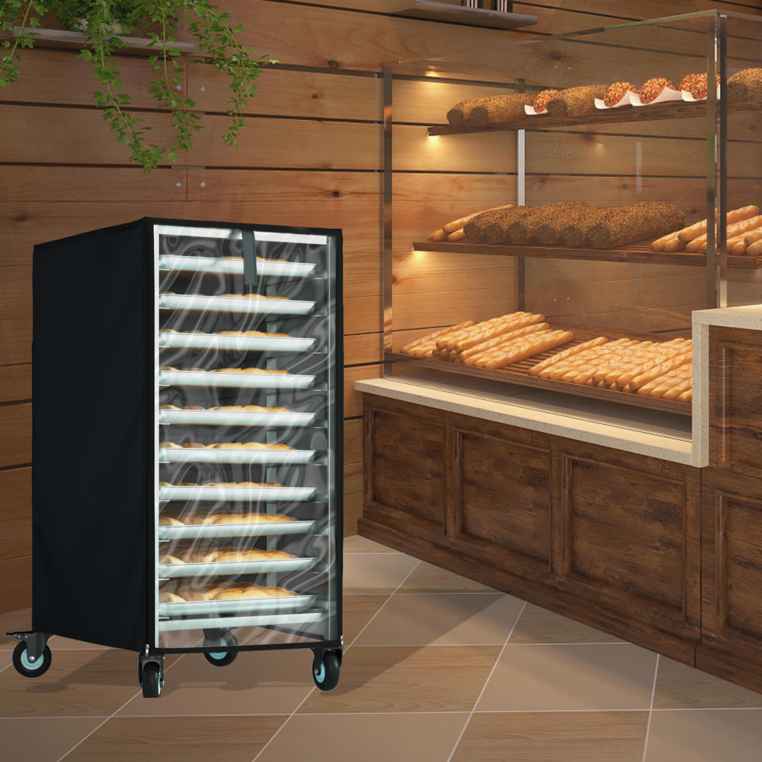 Pan Rack Cover, 23x28x32in,High Density Waterproof and Dustproof Bakery Rack Cover,Pan Rack Cover with Zipper