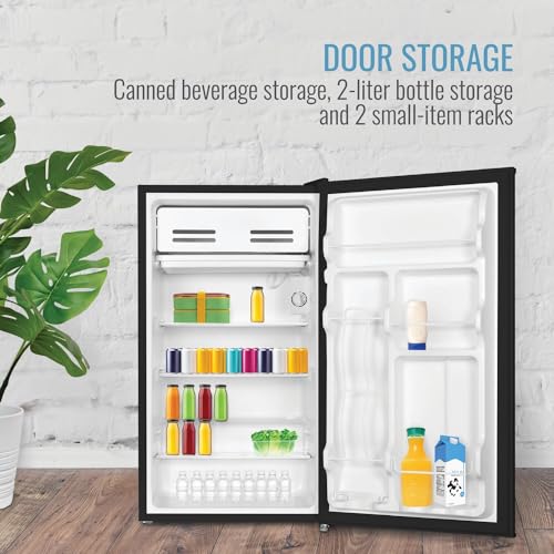 Keystone Energy Star 3.3-Cu. Ft. Single-Door Small Refrigerator with Full-Width Freezer Compartment, Compact Drink and Snack Mini Fridge for Dorm Room, Bedroom, Apartment, and Office in Black
