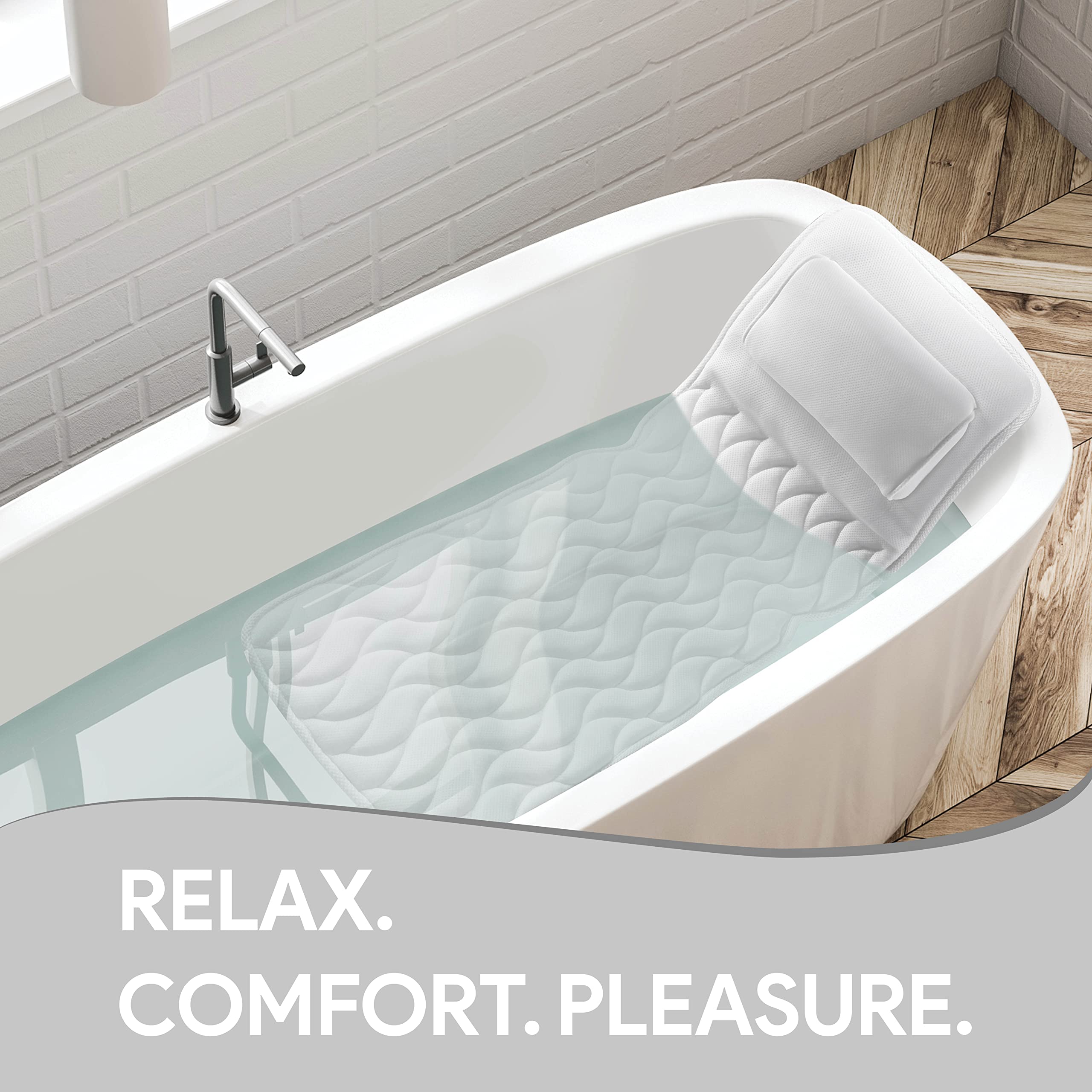PEULEX Comfort Bath Pillow for Tub, Bath Pillow for Neck Back Support with Strong Suction Cups & Hook, Soft Bath Pillow for Luxury Bath, Hot Tub Bathtub Pillow Made with Soft Mesh, Great Gift for Wife