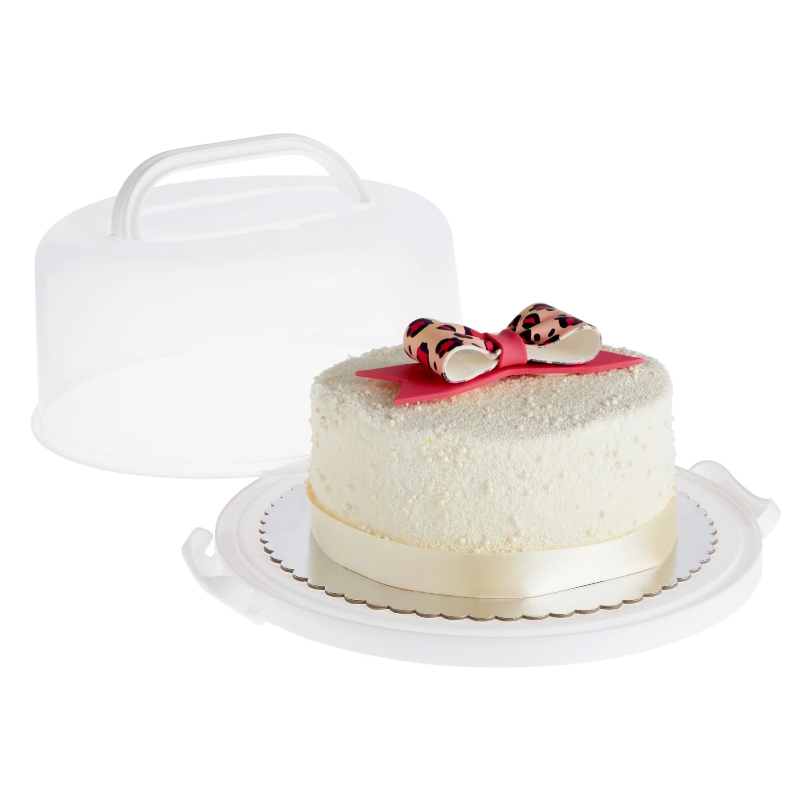 Juvale Round Cake Carrier with Lid and Handle, Dessert Container for Pie, Cupcakes (12 x 5.9 In)