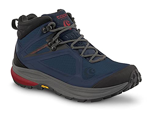 Topo Athletic Men's Trailventure Comfortable Cushioned Durable 5MM Drop Trail Running Shoes, Athletic Shoes for Speed Hiking, Navy/Red, Size 12