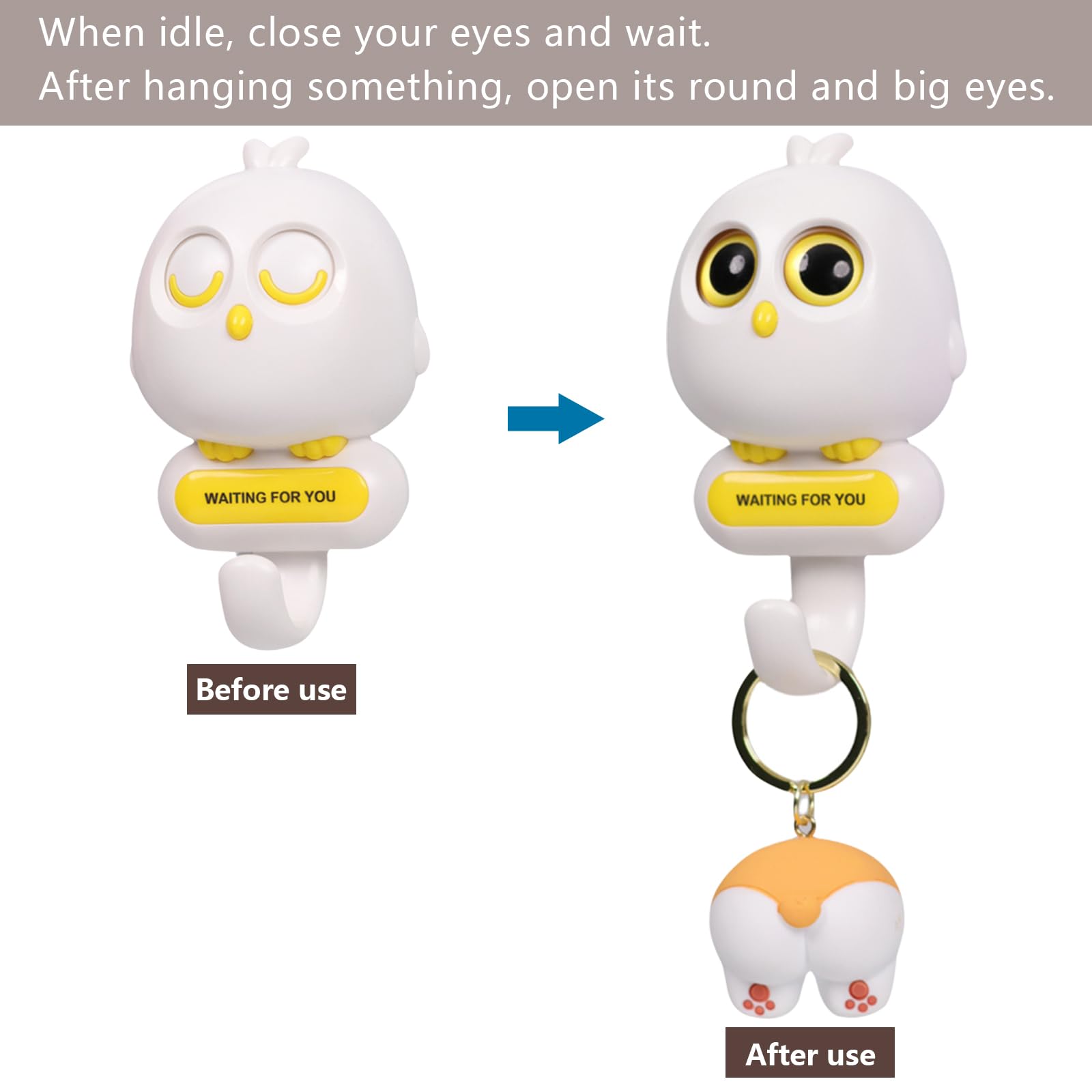 PEPOYO AI Creative Adhesive Coat Hooks,3Pcs Wink Cat Hooks for Hanging Towels, Hats,Coat,Cloth Bags, Belts, Key, for Wall Hanging, Family of Three(Black + White + Brown)