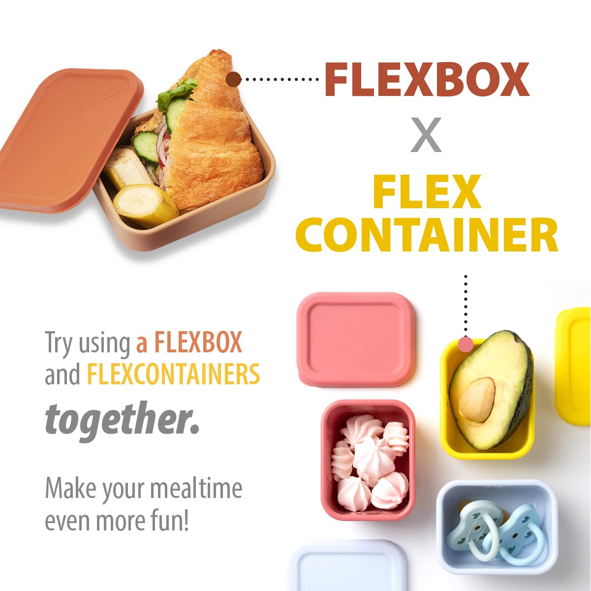 LOSAND FLEXCONTAINER Platinum Silicone Baby Food Storage β Leak Resistant Airtight Lids β Oven Baking Safe Containers β Non-BPA β Microwave and Freezer Safe (2022 Color Set) (renewal lids)