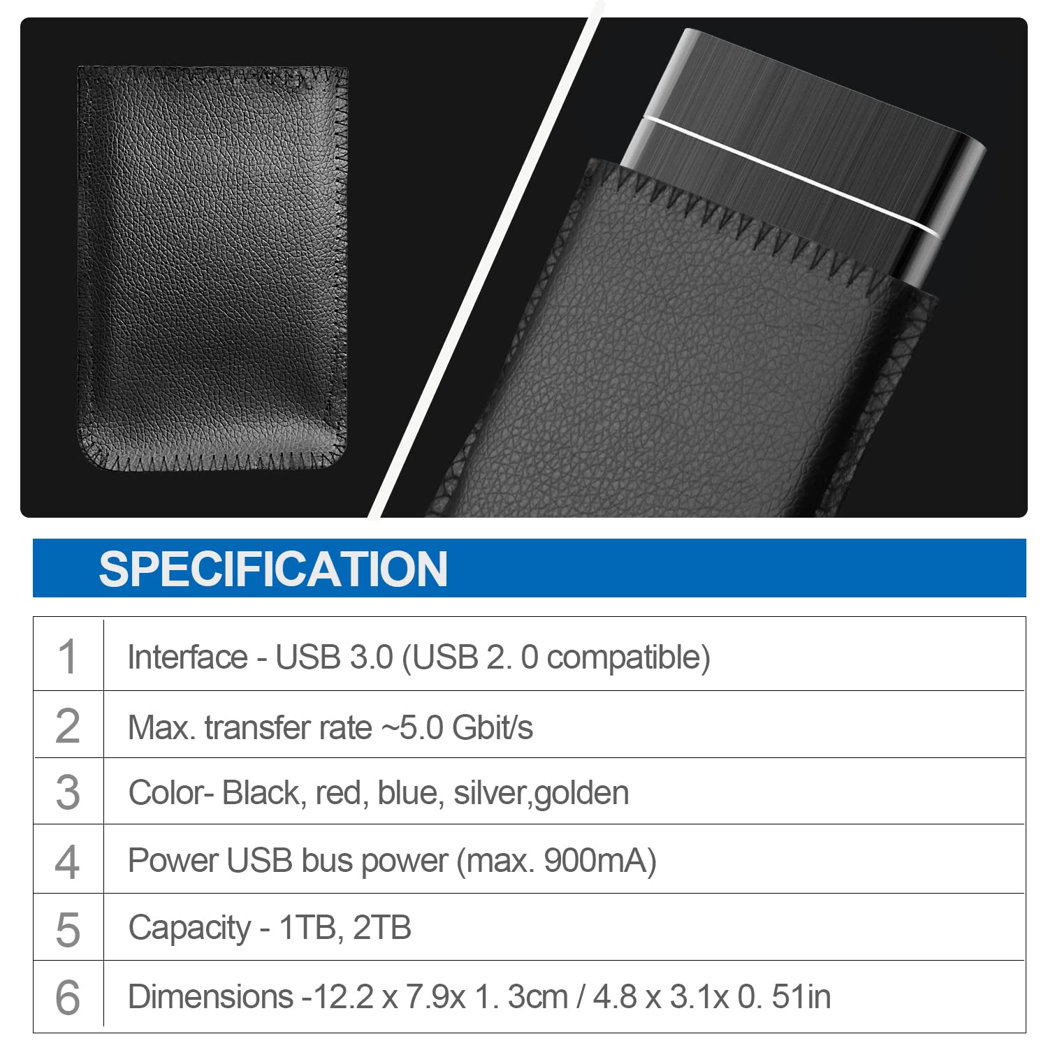 PDTXCLS Aeiniwer OTCPP 1TB External Hard Drive HDD USB3.0 External Hard Drive for PC, Mac, Desktop, Laptop, MacBook, Chromebook, Xbox One, Xbox 360 (1TB, Blue)
