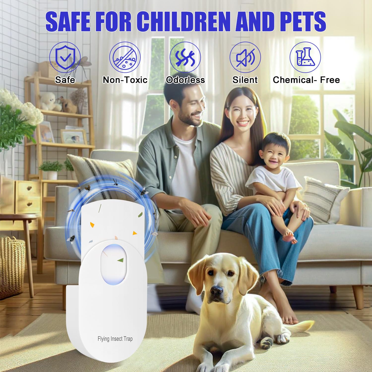 Swagon 2 Pack Upgraded Flying Insect Trap Plug-in,Fly Trap Indoor,Safe Home Fly Killer,Insect Catcher for Fruit Flies,Gnats,Moths,Mosquitoes,Bug UV Light Atrractant Trap(2 Device+10 Refill Glue Cards)