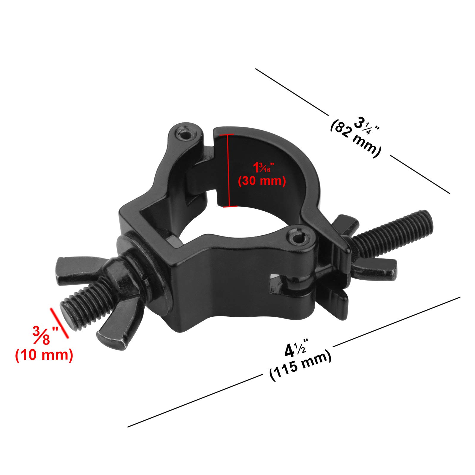 GBGS Lighting Truss DJ Light Clamps 2 Inch O Clamp Aluminum Alloy 220 LBs for OD 2 Inches(50.8mm) Pipe, TUV Certificated(ID:1111246880), 10 Pack