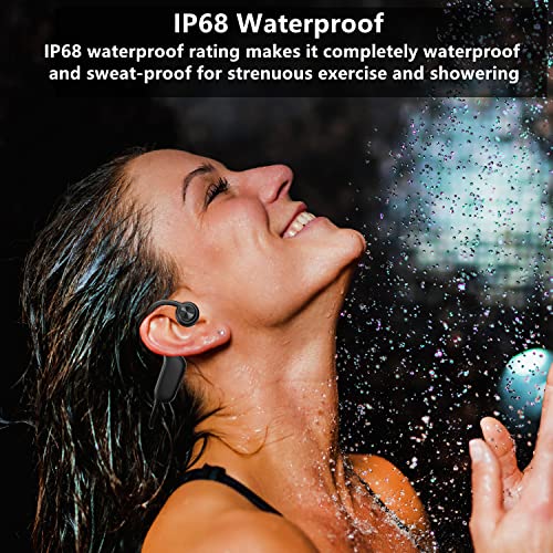 Sainellor Bone Conduction Headphones,Bluetooth Wireless Open-Ear Headphones,IP68 Waterproof Sport Headphones Built-in Mic with Night Light for Workout, Running, Gym, Hiking, Cycling (Dark Grey)