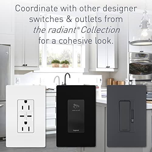 Legrand radiant RH453PTCCCV6 450W Preset Decorator Rocker Dimmer Light Switch with Locator Light for Dimmable LED and CFL Bulbs, Single Pole/3-Way, White/Light Almond/Ivory (1 Count)