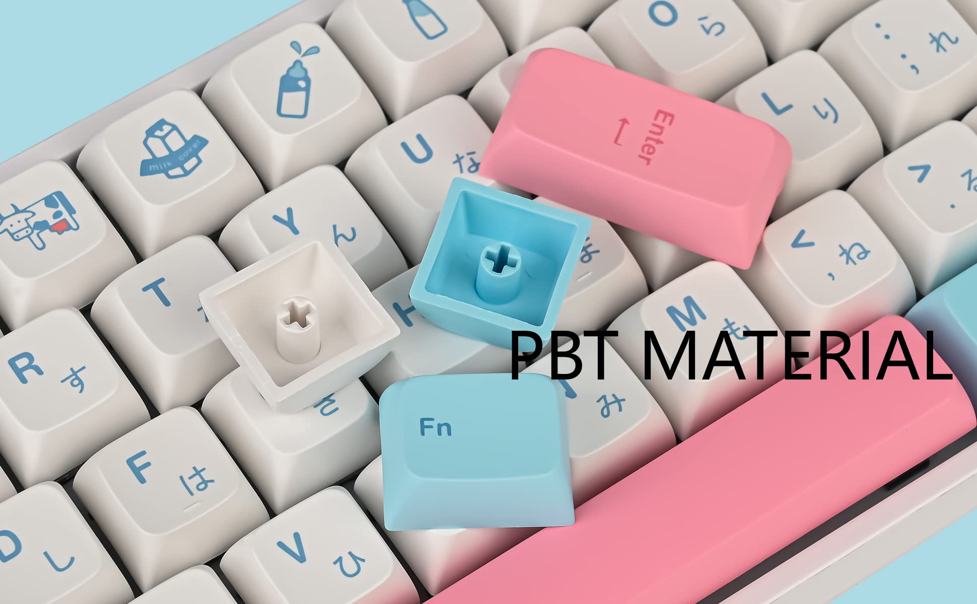 pbt keycaps, 136 keys xda profile dye-sublimation keycap set for cherry mx switches mechanical gaming keyboard (milk cover)