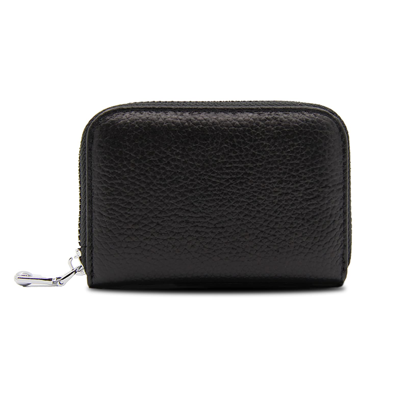 LOKNGXU Small Credit Card Wallet Portable Leather RFID Blocking Compact Zipper Credit Card Holder Wallet for Women and Men (Black)