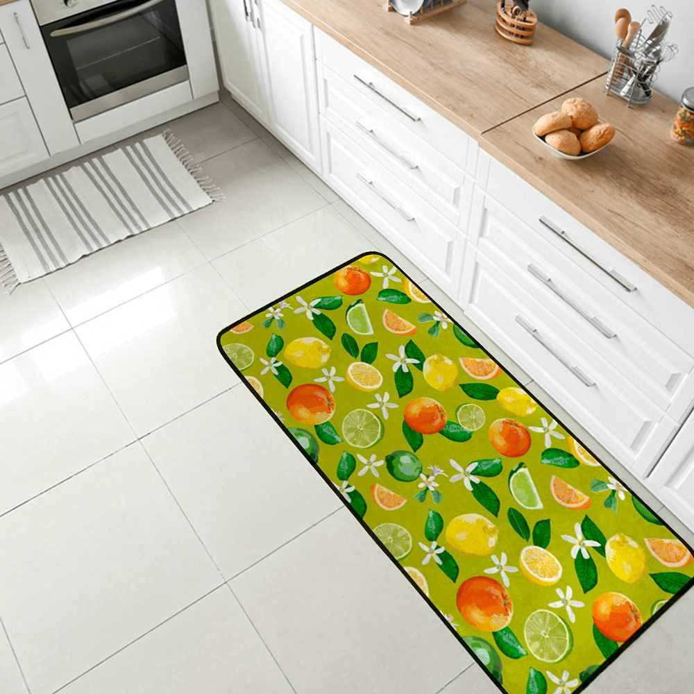Lemons and Citrus Fruits Pattern Indoor Kitchen Mat Door Mats Welcome Mats for Front Door Non Slip Rug Pads Washable Rugs 39" X 20"