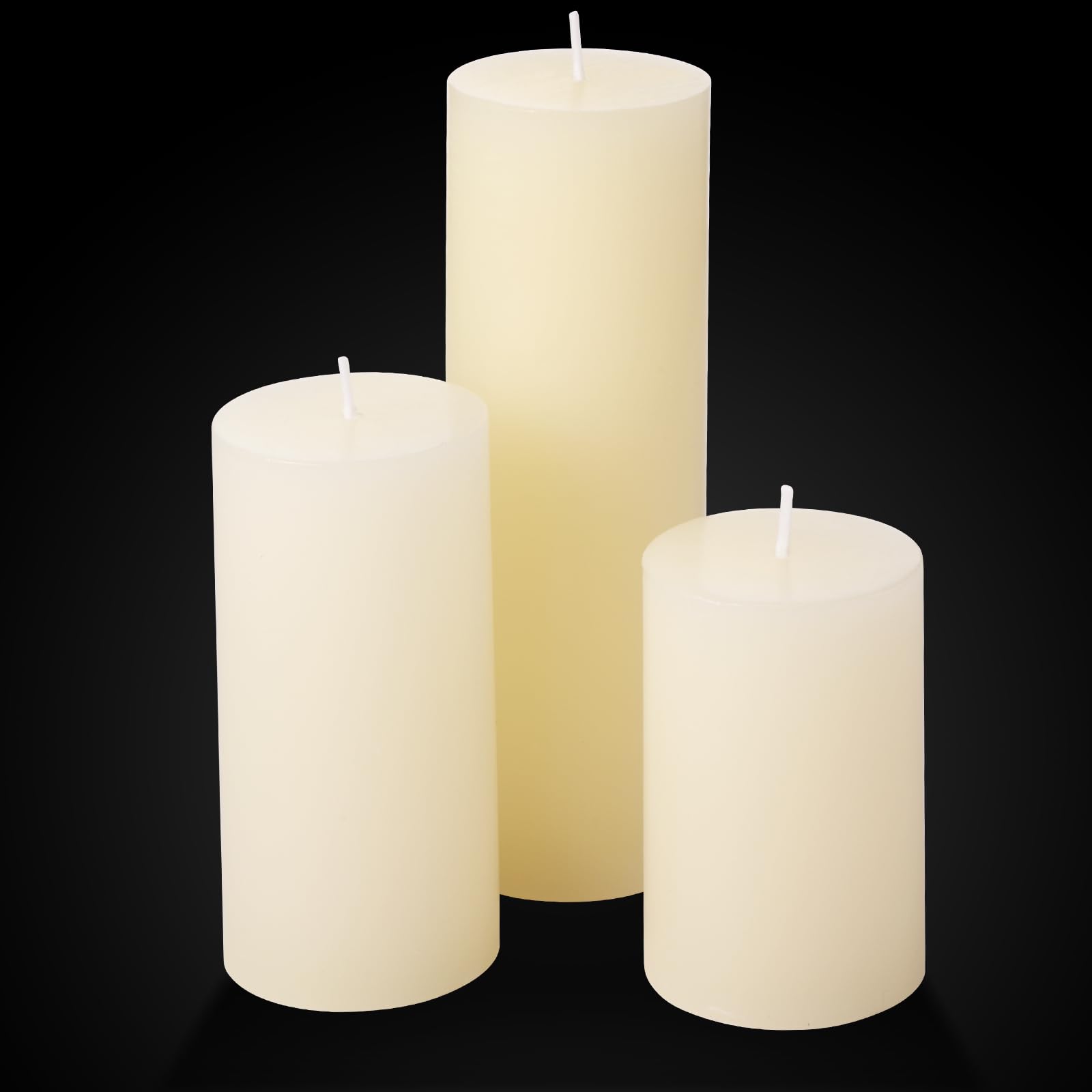 Shihanee Set of 6 Pillar Candles and Glass Cylinder Vases Clear Cylinder Candle Holders for Slim Tall Pillar Candles Wedding Centerpieces(2.6'' x 4.7'', 5.9'', 7.9'',Ivory White)