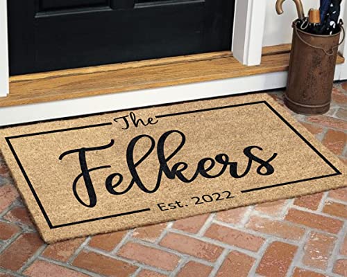 Personalized Last Name Coir Coconut Husk Doormat Door Mat 18x30 or 24x36 (18"x 30")