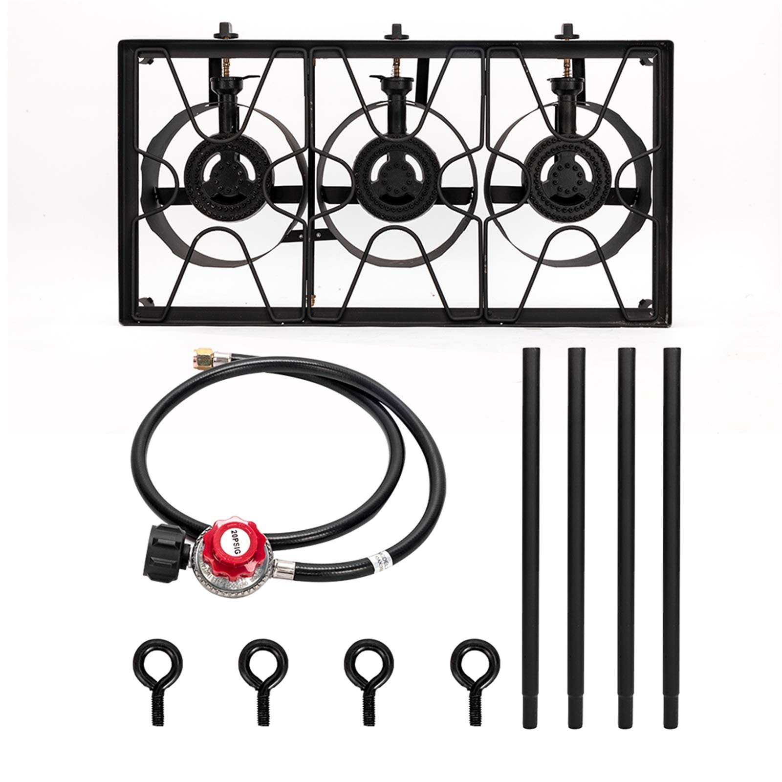 Outdoor Camping Stove, 3 Burner Propane Gas Cooker w/Detachable Legs & 0-20 PSI Regulator & CSA Approval for Camping Cookout, Max. 225,000 total BTU/hr
