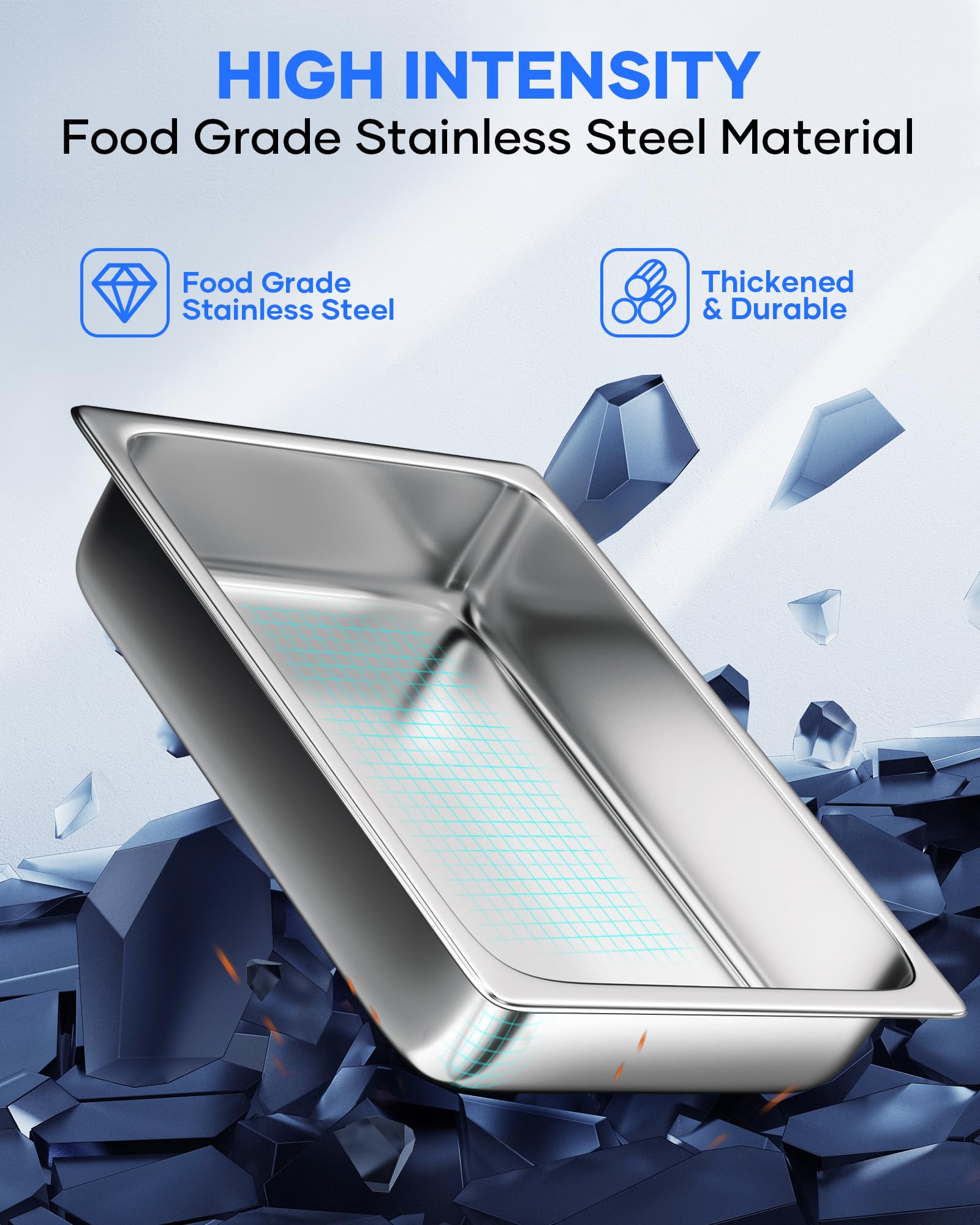WantJoin Full Size Steam Table Pans,6-Pack 6 Inch Deep Restaurant Steam Table Pans Commercial, Hotel Pan Made of 201 Gauge Stainless Steel