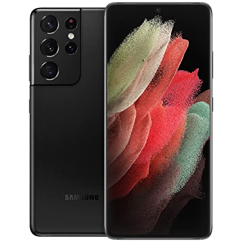 SAMSUNG Galaxy S21 Ultra 5G (128GB, 12GB) 6.8'' AMOLED 2X, 108MP Camera, Volte (Fully Unlocked for AT&T, Verizon, T-Mobile, Global) G998U1 (w/Wireless Charging Pad, Phantom Black) (Renewed)