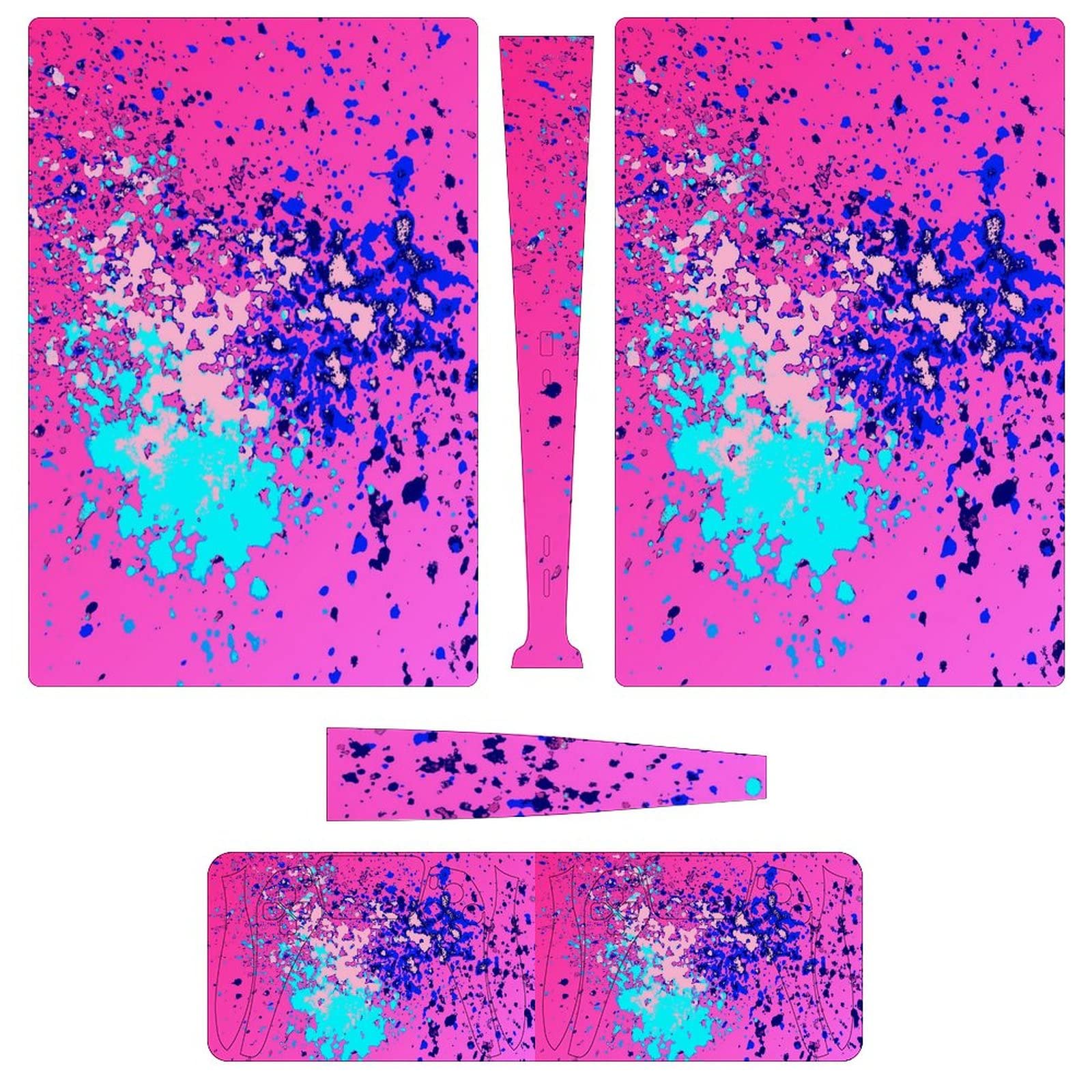 Neon Explosion Paint Splatter Full Protective Skin Cover Design Wrap Decal Sticker Compatible with PS5 Digital Edition Console and Controller