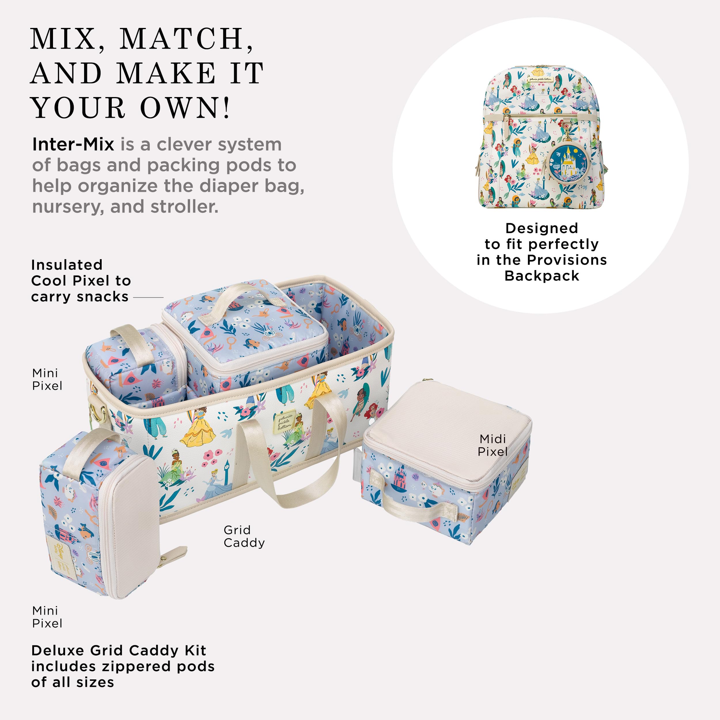 Petunia Pickle Bottom Inter-Mix Deluxe Kit | Baby Diaper Caddy Organizer | Keep Everything Organized in Diaper Bag, Stroller, or Nursery - Moon Leopard