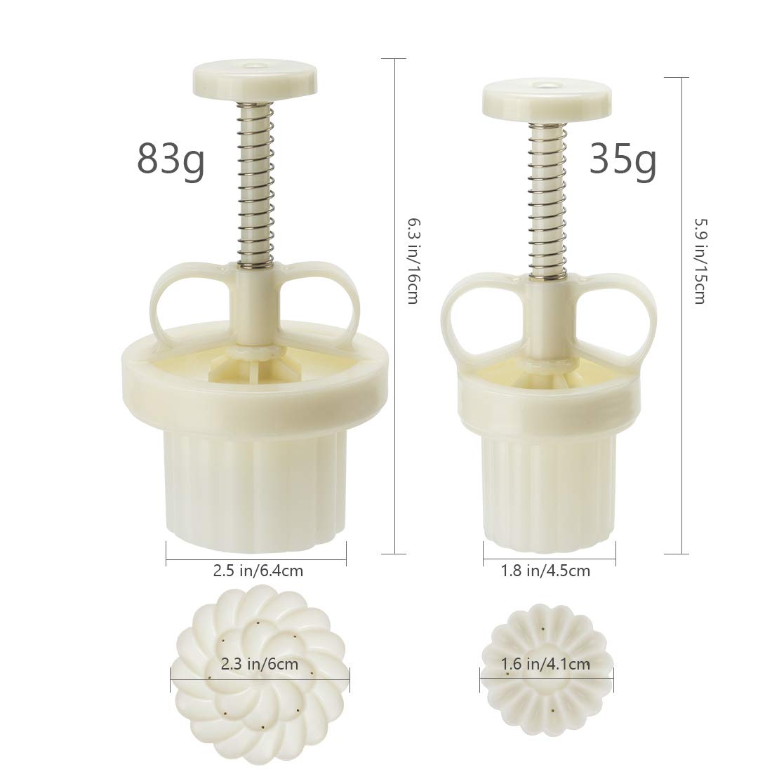 Moon Cake Mold Set Chinese Mid-autumn Festival 5pcs 35g Cookie Stamps + 5pcs 83g Cookie Press Mooncake Mold, Thickness Adjustable DIY Decoration Hand Press Cutter Cake Mold