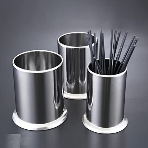 luzen 1PC Stainless Steel Kitchen Utensil Holder Chopsticks Spoons Forks Tableware Storage Organizer Drying Holder with Drain Holes for Kitchen Counter, Silver
