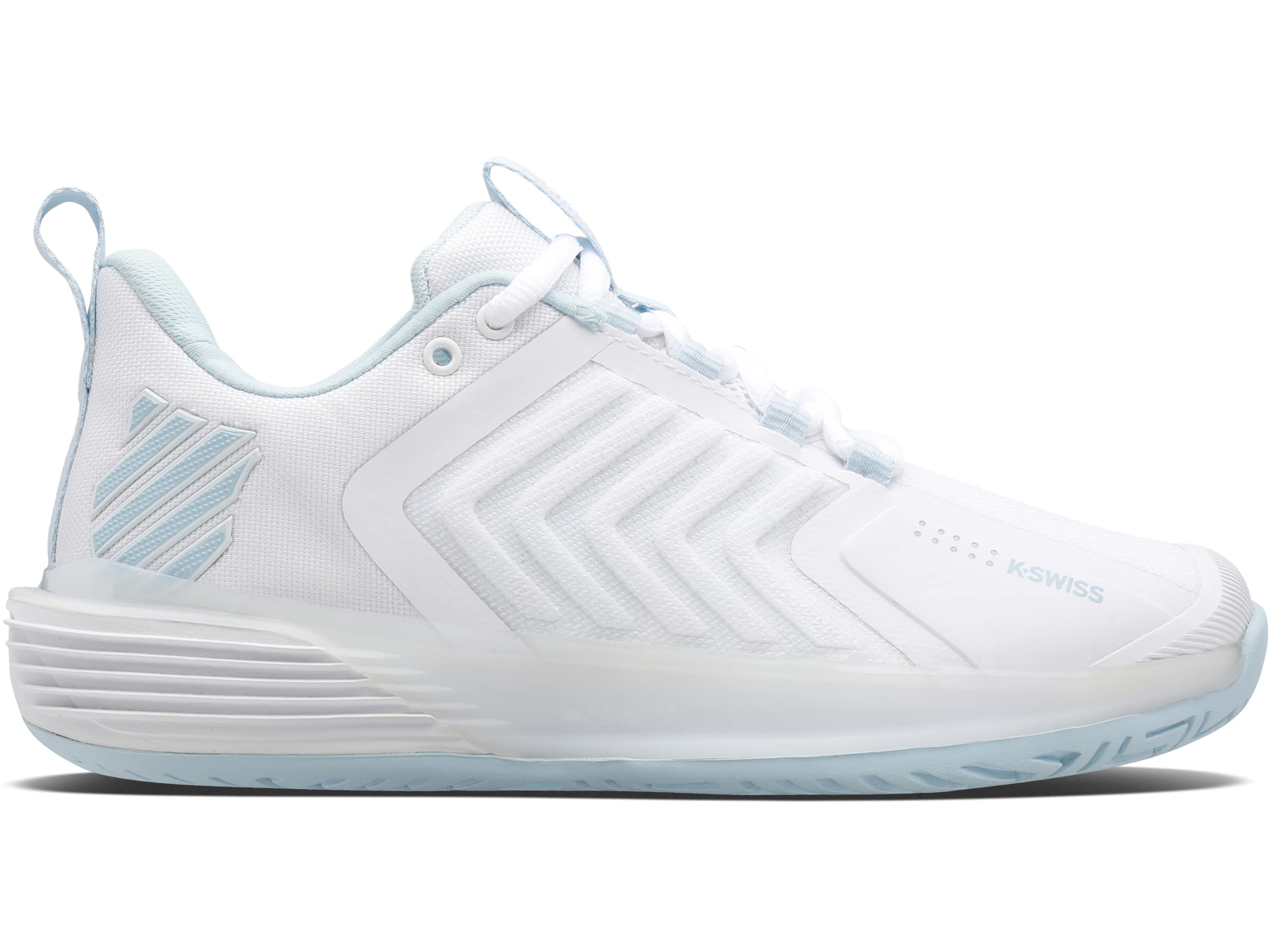 K-Swiss Women's Ultrashot 3 Tennis Shoe, White/Blue Glow, 9.5 M
