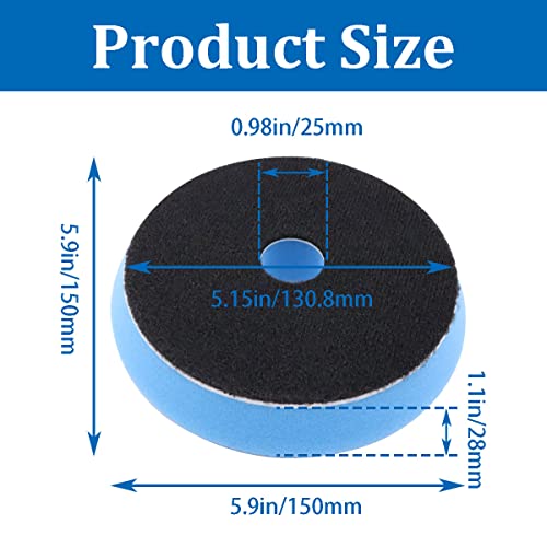 Seamaka Polishing Pads, Blue 5'' Orbital Buffer Pads Medium Buffing Sponge Pads Polishing Foam Pad for Light Cut & Polishing Pad, Final Cutting, Polishing Or Glazing Clear Coat Surfaces O-012-B