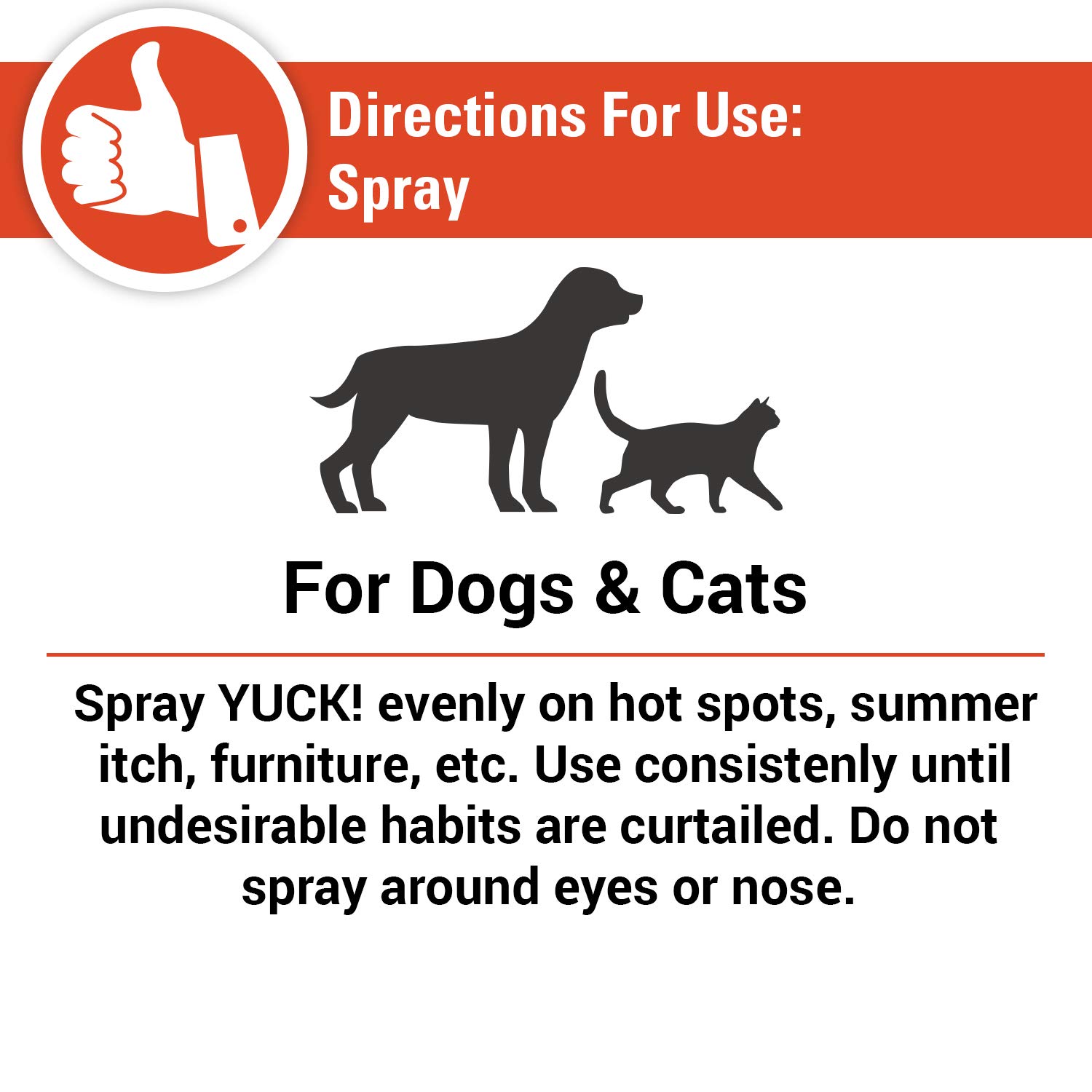 Vet Classics Pet Deterrent Spray for Dogs, Cats - Yuck! No-Chew Training Spray - 8 Fl Oz - Water-Based Formula for Chewing - Helps Stop Furniture, Surfaces, Bandages, Pet Sores Chewing