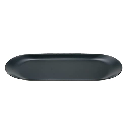 Savagrow 2pcs Northern Europe Style Stainless Steel Towel Trays Cosmetics Jewelry Snack Fruit Oval Shape Display Trays, 9 Inch Black