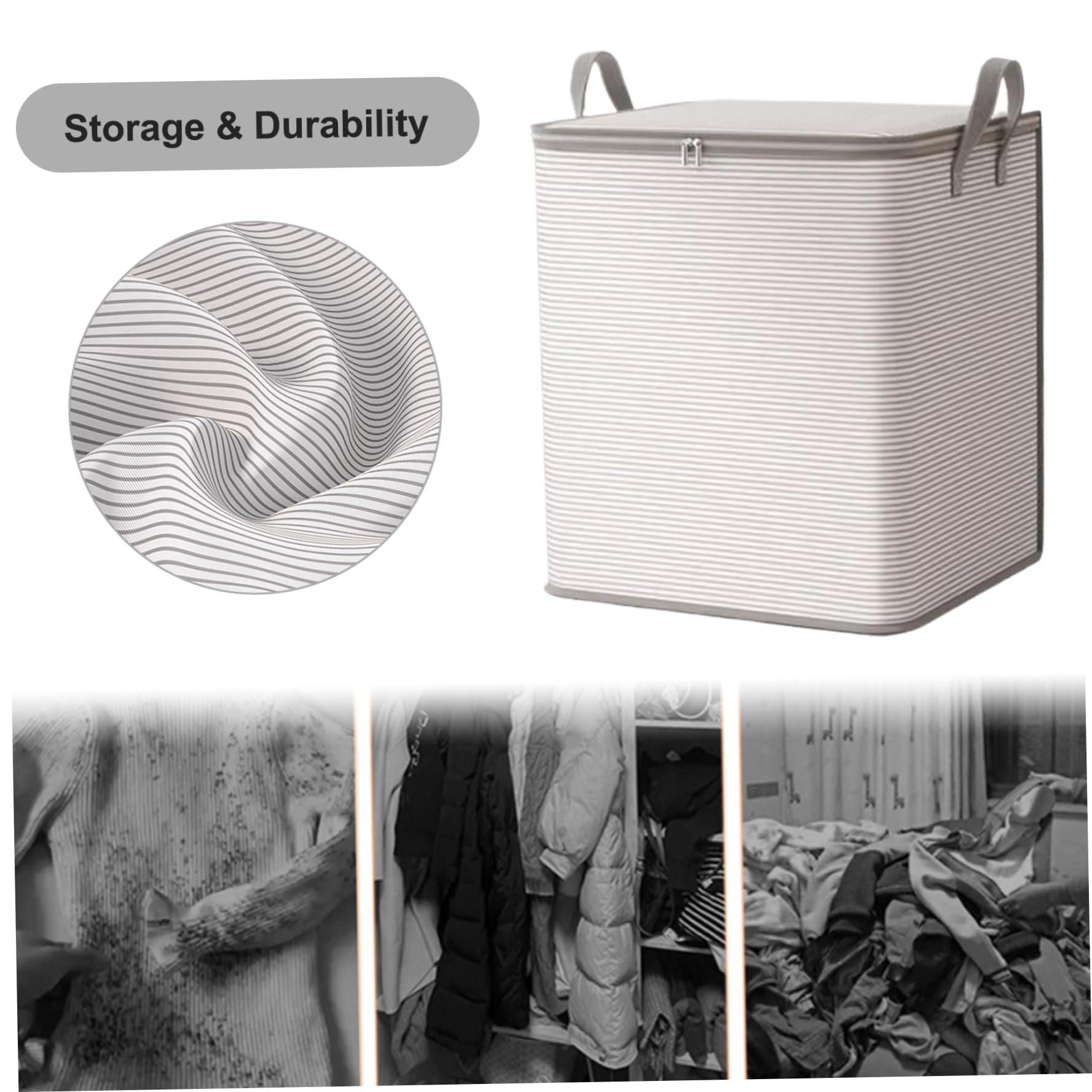 SWEETBIUTI Clothes Hamper Closet Organiser 140L Large Laundry Basket with Zip Cover & Handles Foldable Blanket Organizer Storage Bag for Duvet Quilts Moving House.
