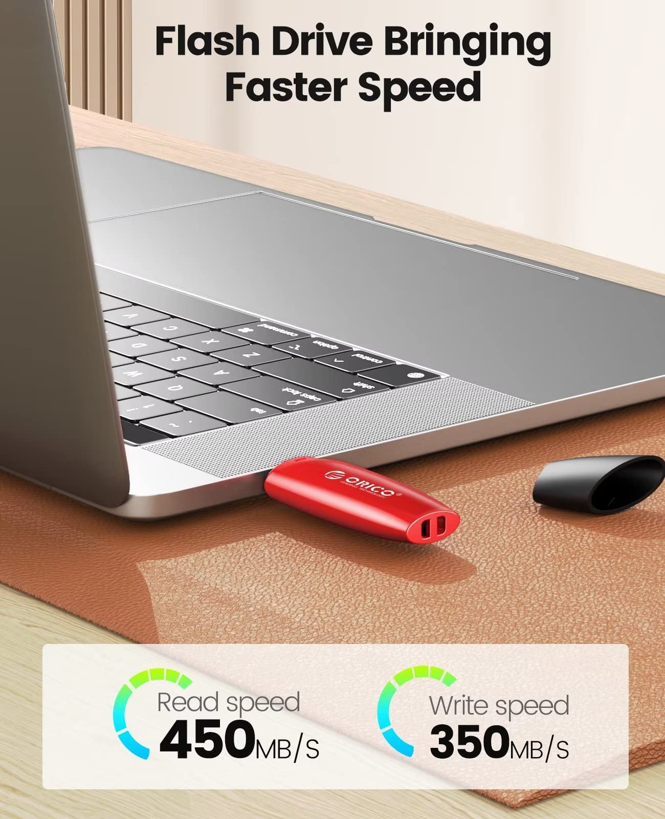 ORICO 405 MB/s Flash Drive 128GB, Memory Stick USB3.2 Reading Thumb Drive with Keychain USB Flash Drive Metal USB Drive Data Storage Compatible with Computer/Laptop(UFSD)