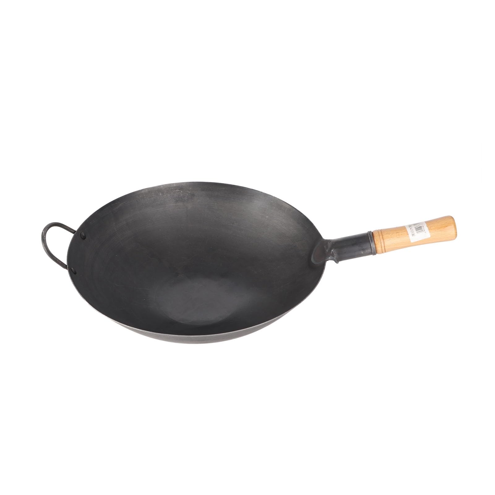 UNIQUEFAITH Frying Wok with Single Handle No Chemical Coated Nonstick Stir Fry Pan Hand Hammered Iron Wok (40 cm)