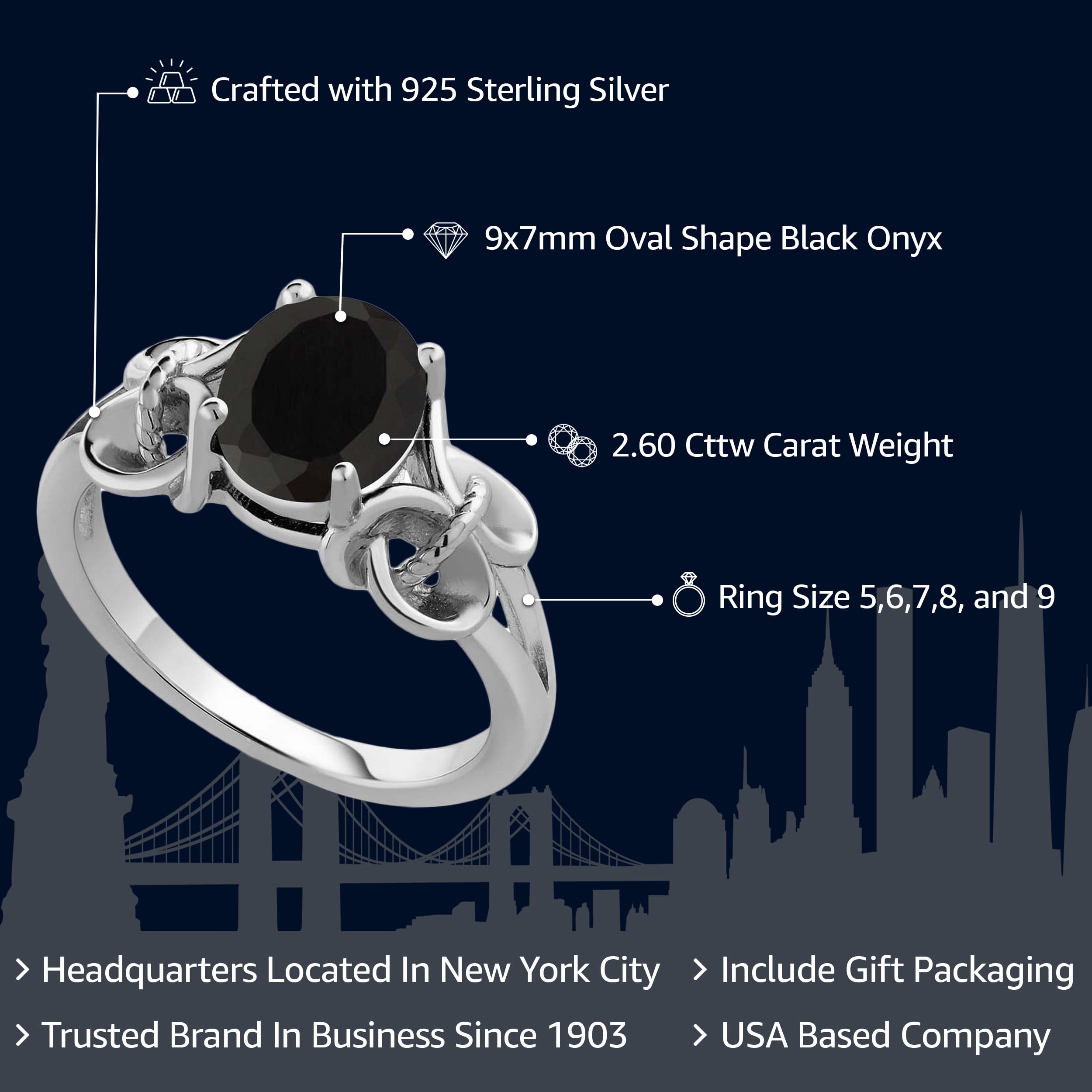 Gem Stone King 925 Sterling Silver Oval Gemstone Birthstone Engagement Ring | Oval 9X7MM | Wedding Anniversary Promise Ring For Women | Available in size 5, 6, 7, 8, 9
